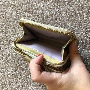 Coach | Bags | Coach Tan Leather Gold And Silver Small Wallet | Poshmark